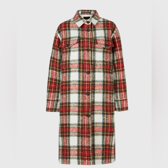 All Saints | Jackets & Coats | Allsaints Nia Wool Blend Check Coat Size ...